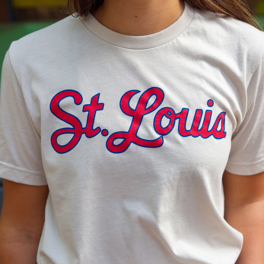 St. Louis Script Unisex Short Sleeve T-Shirt - Tan – Series Six